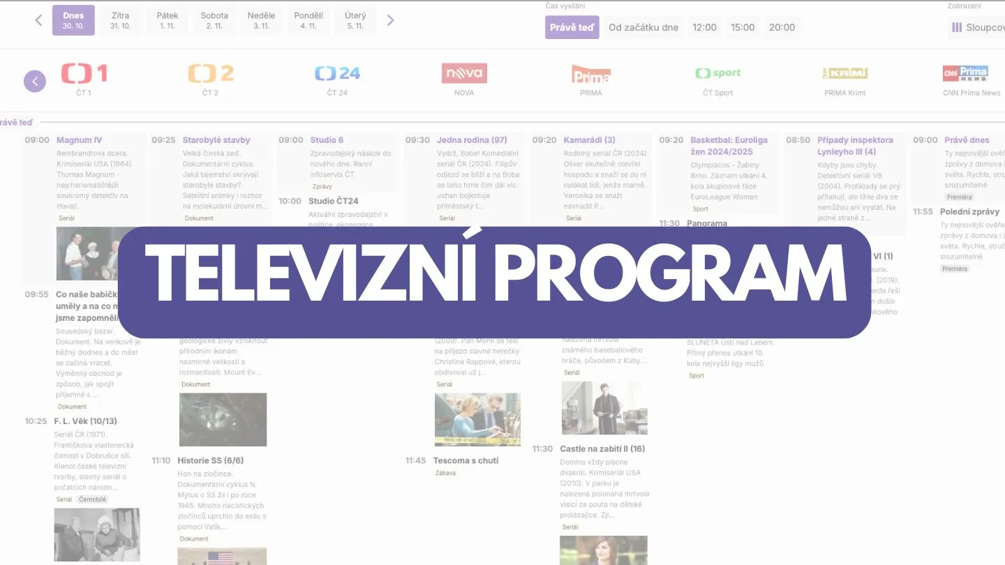 TV Program DNES: Aktuální televizní program 📺 | TVTelo.cz